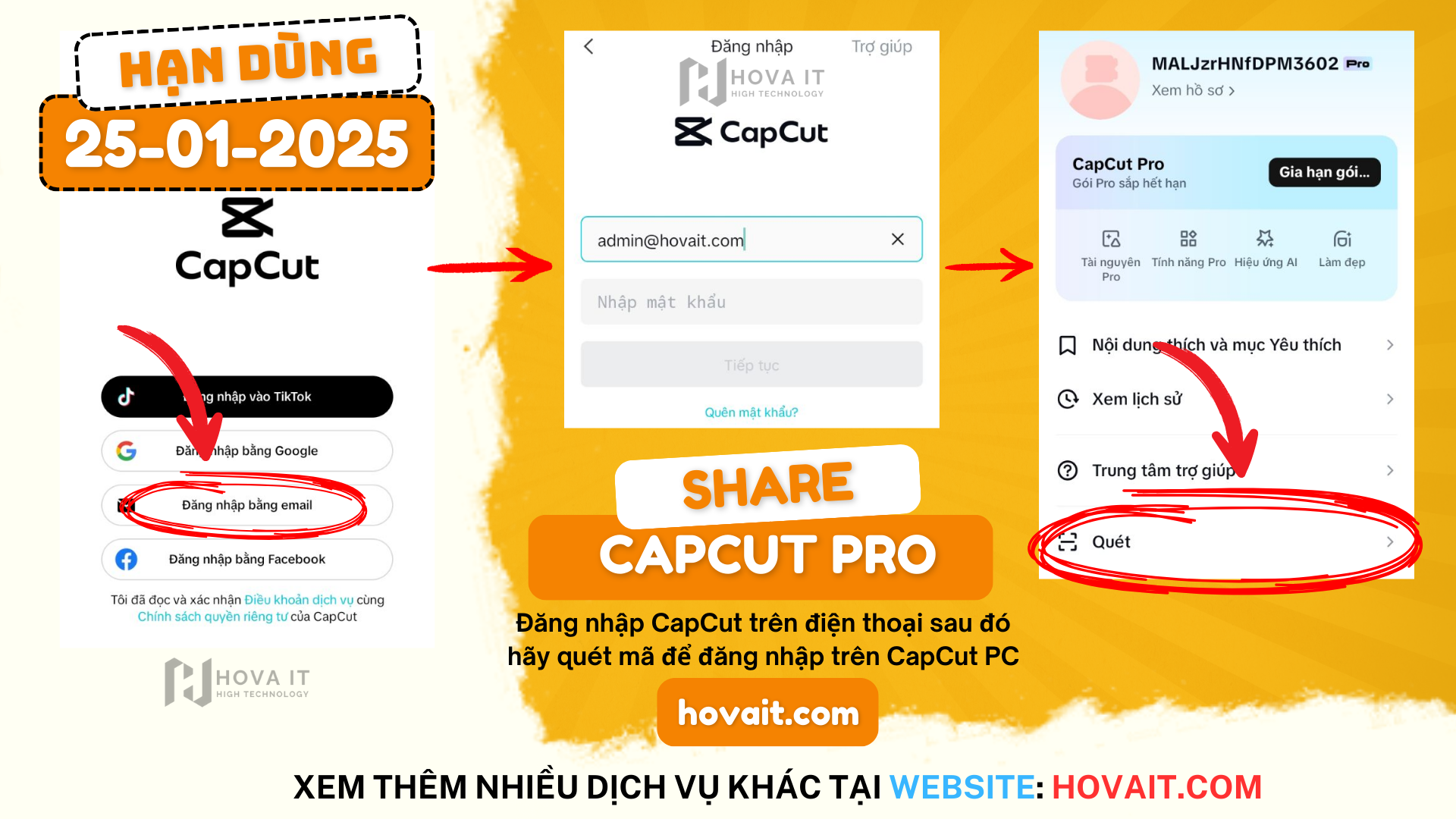 Chia Sẻ Tài Khoản CapCut Pro Miễn Phí 7 Ngày (HẠN DÙNG 25-01-2025) - HoVaIT